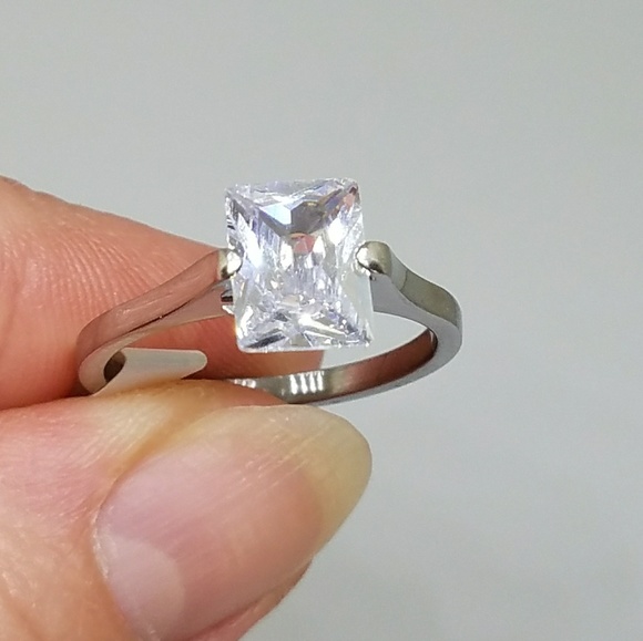 Jewelry | Nwt Rectangle Cz Engagement Ring Size 9 | Poshmark